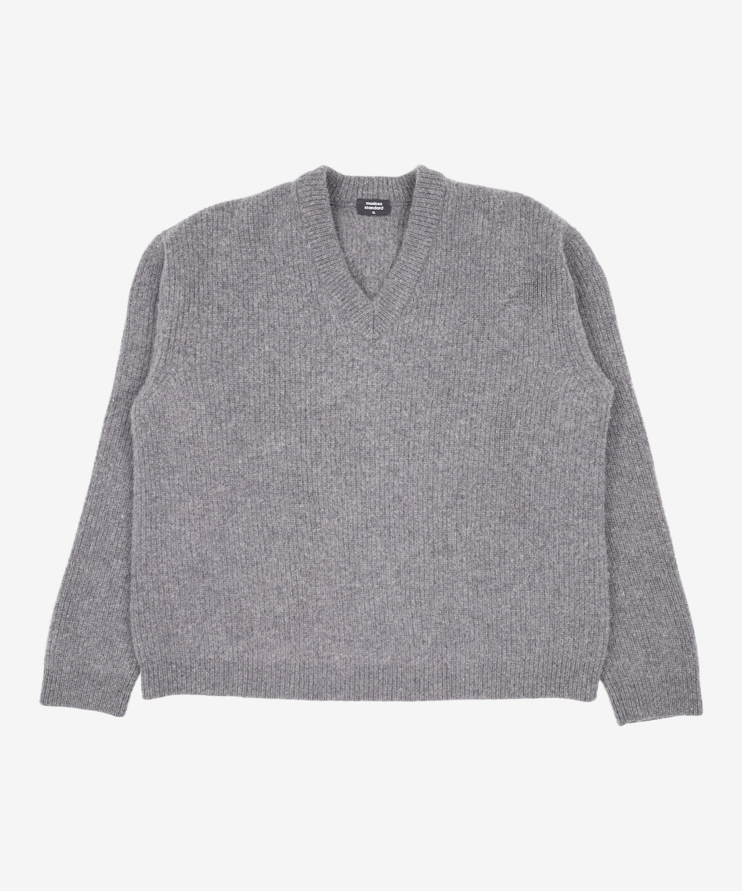 [USED] 무신사 스탠다드(MUSINSA STANDARD) 램스울 리브드 브이 넥 니트 [미디엄 그레이] XL - 사이즈 ...